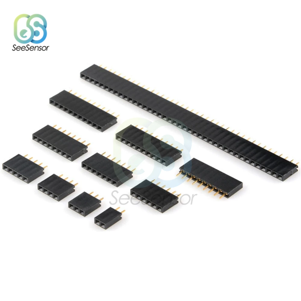 10pcs Single Row Straight Female Pin Header 2.54mm Pitch Strip ...