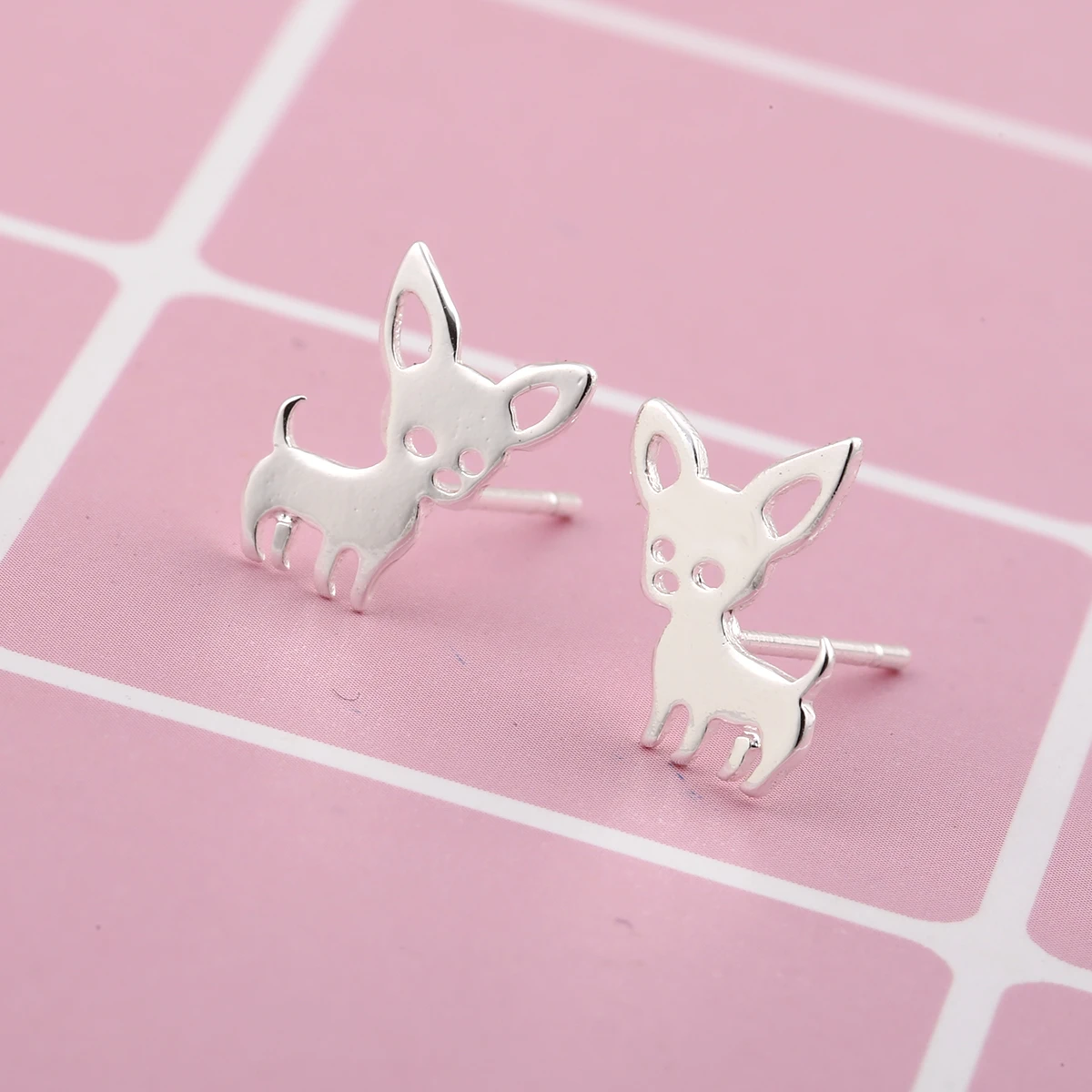 Tiny Cute Stainless Steel Chihuahua Dog Earring Pet Dogs Stud Earings ...