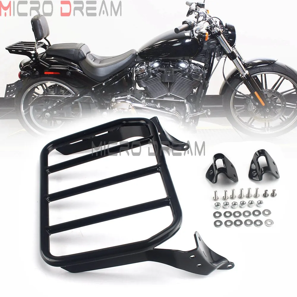 Black Motorcycle Sport Luggage Rack For Harley Softail Fat Boy Breakout ...