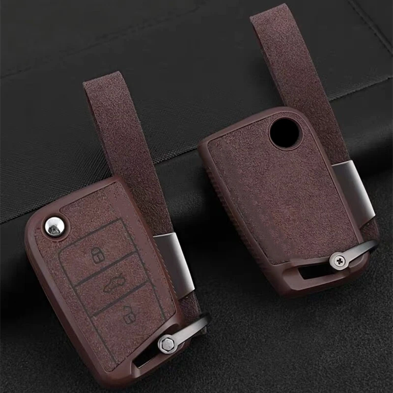 Tpu+suede Leather Car Key Case Cover For Volkswagen Vw Golf 7 Mk7 ...