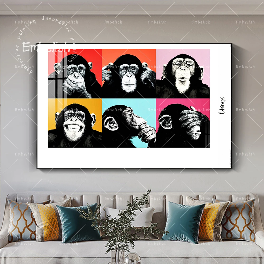 Colorful Monkeys By Andy Warhol Animals Wall Art Pictures For Living ...
