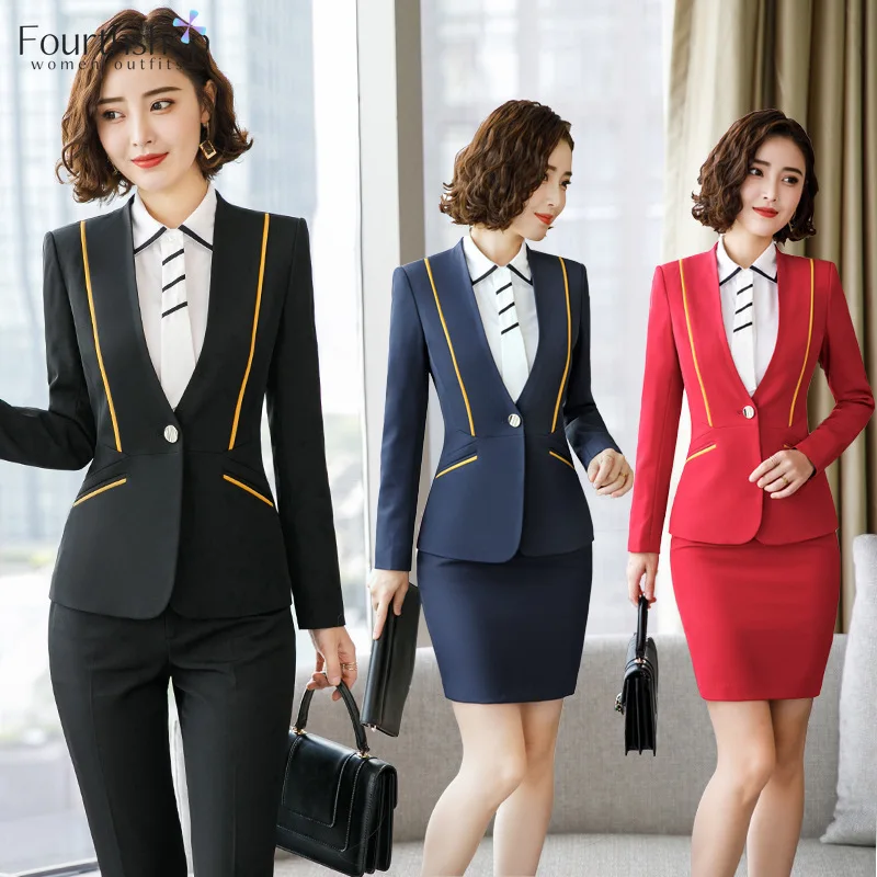 Fashion Women Suits Formal Pants Blazer Set Office Lady Business Work ...