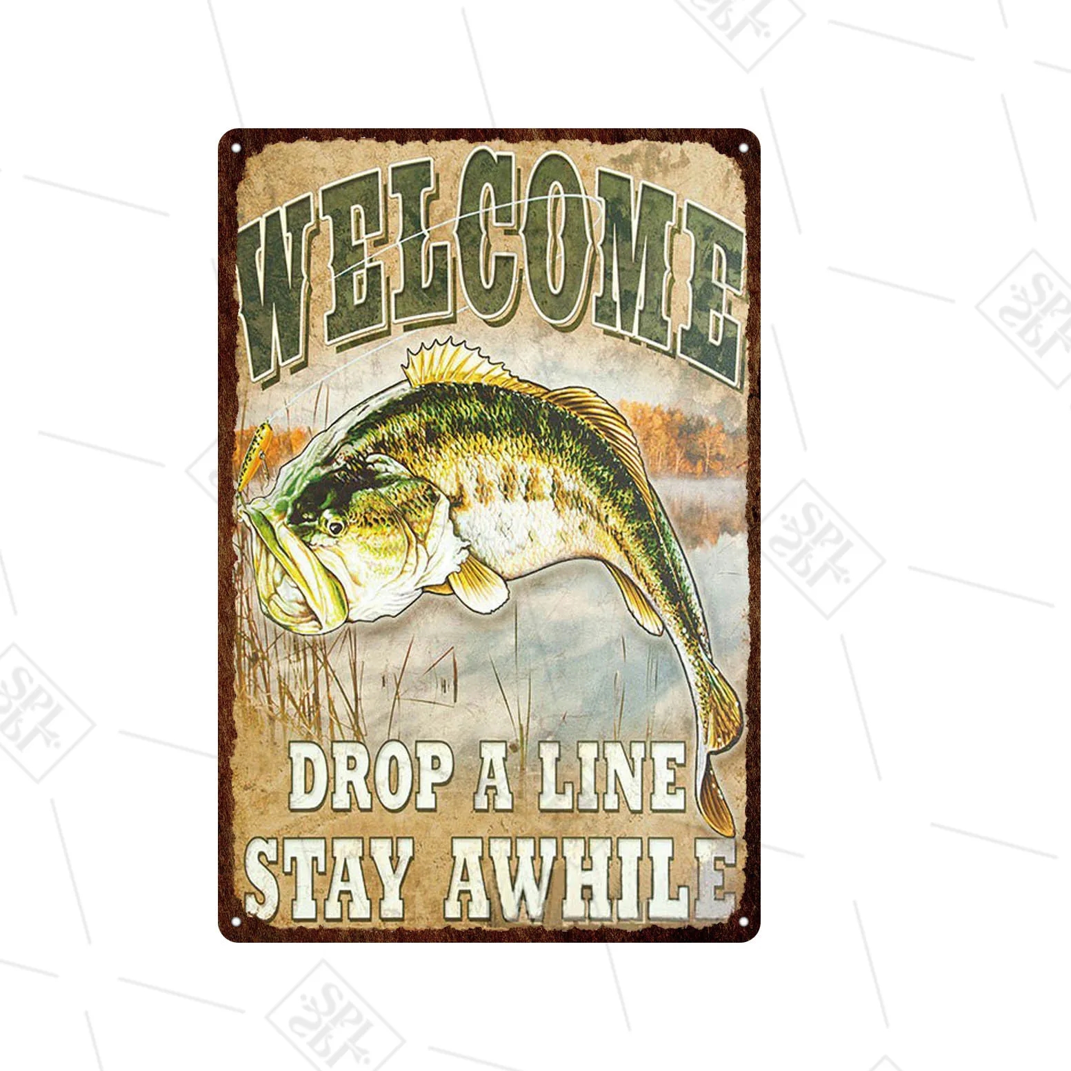 Fisherman's Paradise Faux Vintage Fishing Cabin Sign Home & Living ...