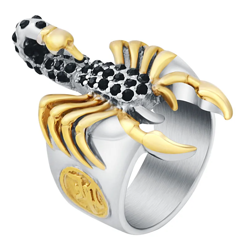 Men's Gold Color Punk Personality Scorpion Ring Stainless steel Hiphop ...