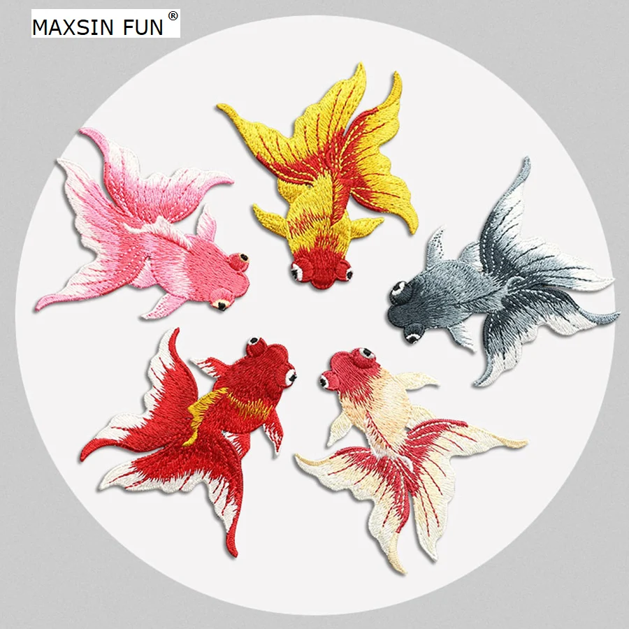 Maxsin Brand 5 Colors Fish Embroidered Patches Sew On Patch Stickers ...