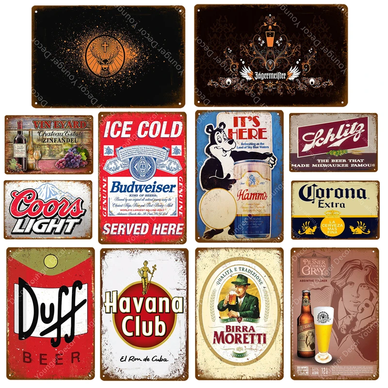 Free Ice Cold Beer Plaque Vintage Metal Signs Bar Pub Decorative Plate ...