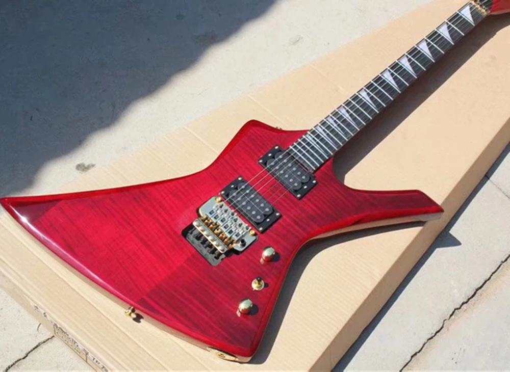 Red-Unusual-Shaped-Electric-Guitar-with-24-Frets-Rosewood-Fretboard ...