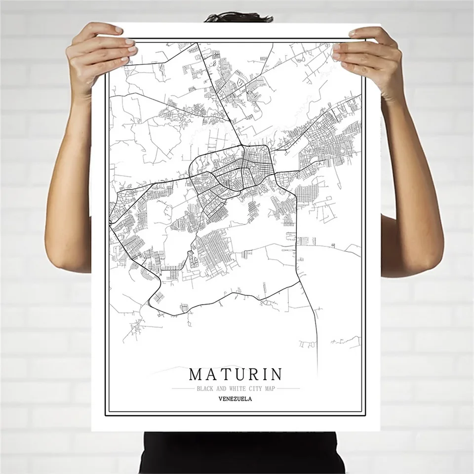 CARACAS city map Digital download black and white print of Venezuela ...