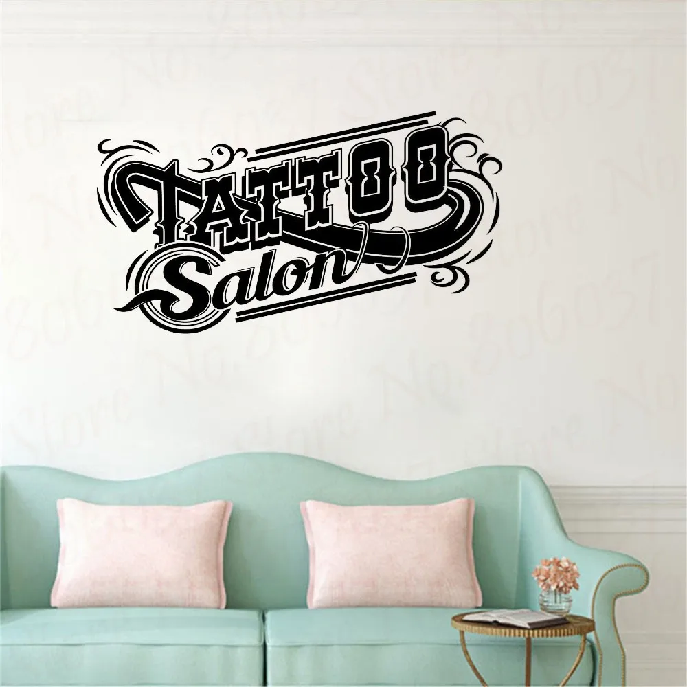 Tatuagem salão de beleza decalque da parede tatuagem loja sinal logotipo cartaz estúdio design ...