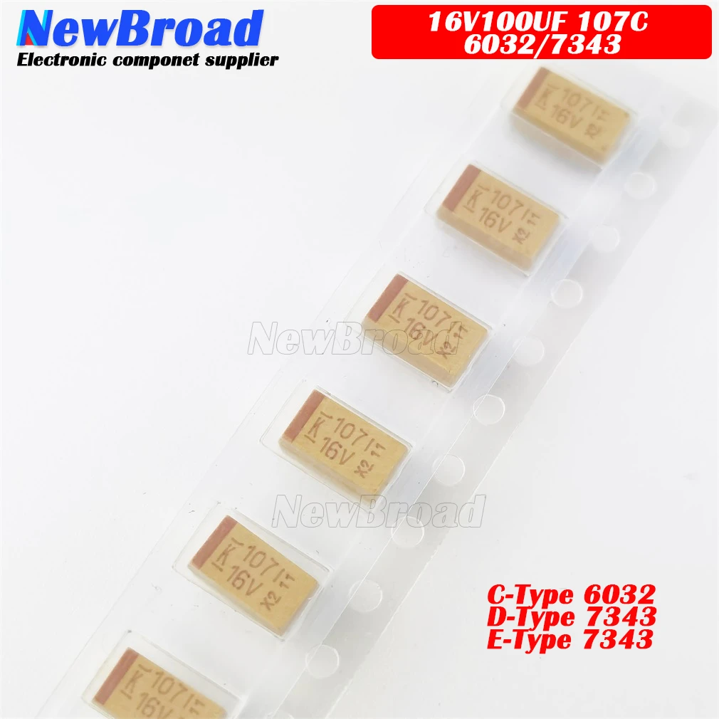 10PCS SMD Tantalum Capacitor 16V 100U 100UF 107C C Type D Type E Type ...