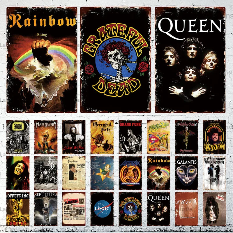 Metal Tin Sign Retro Music Rock Band Picture Signs Vintage Music Poster ...