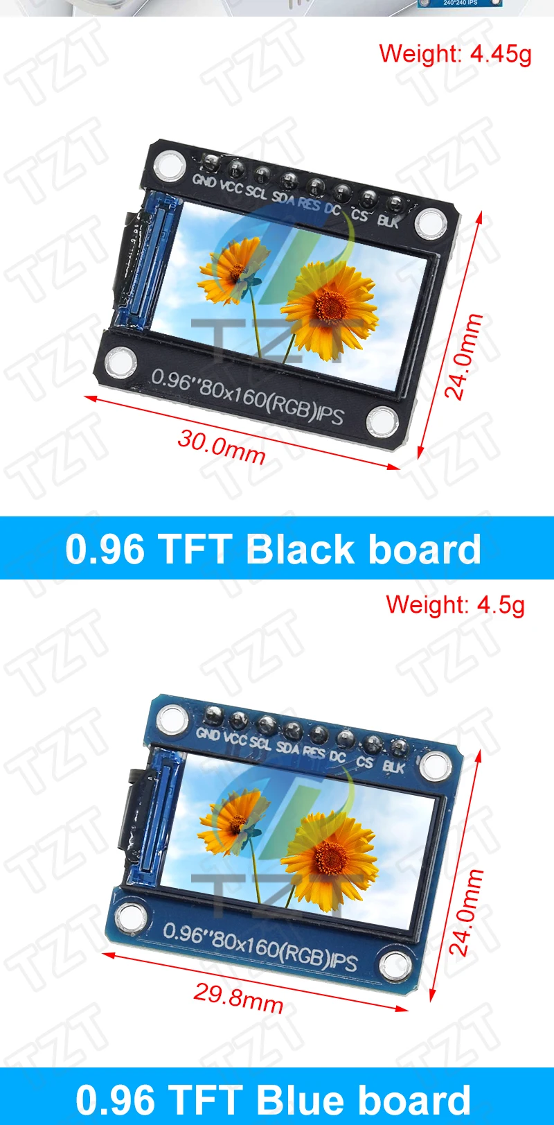 TZT TFT Display 0.96/1.3/1.44/1.8/2.4/2.8/3.5 Inch TFT Full Color ...