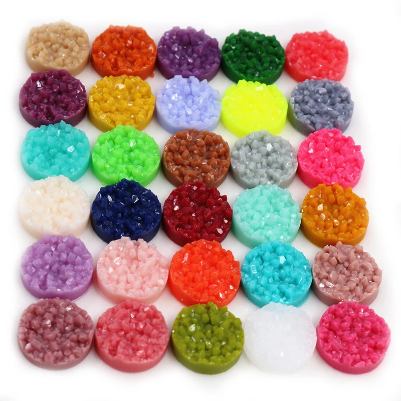 Fashion 40pcs/Lot 8mm 10mm 12mm Colorful Natural Ore Flat Back Resin ...