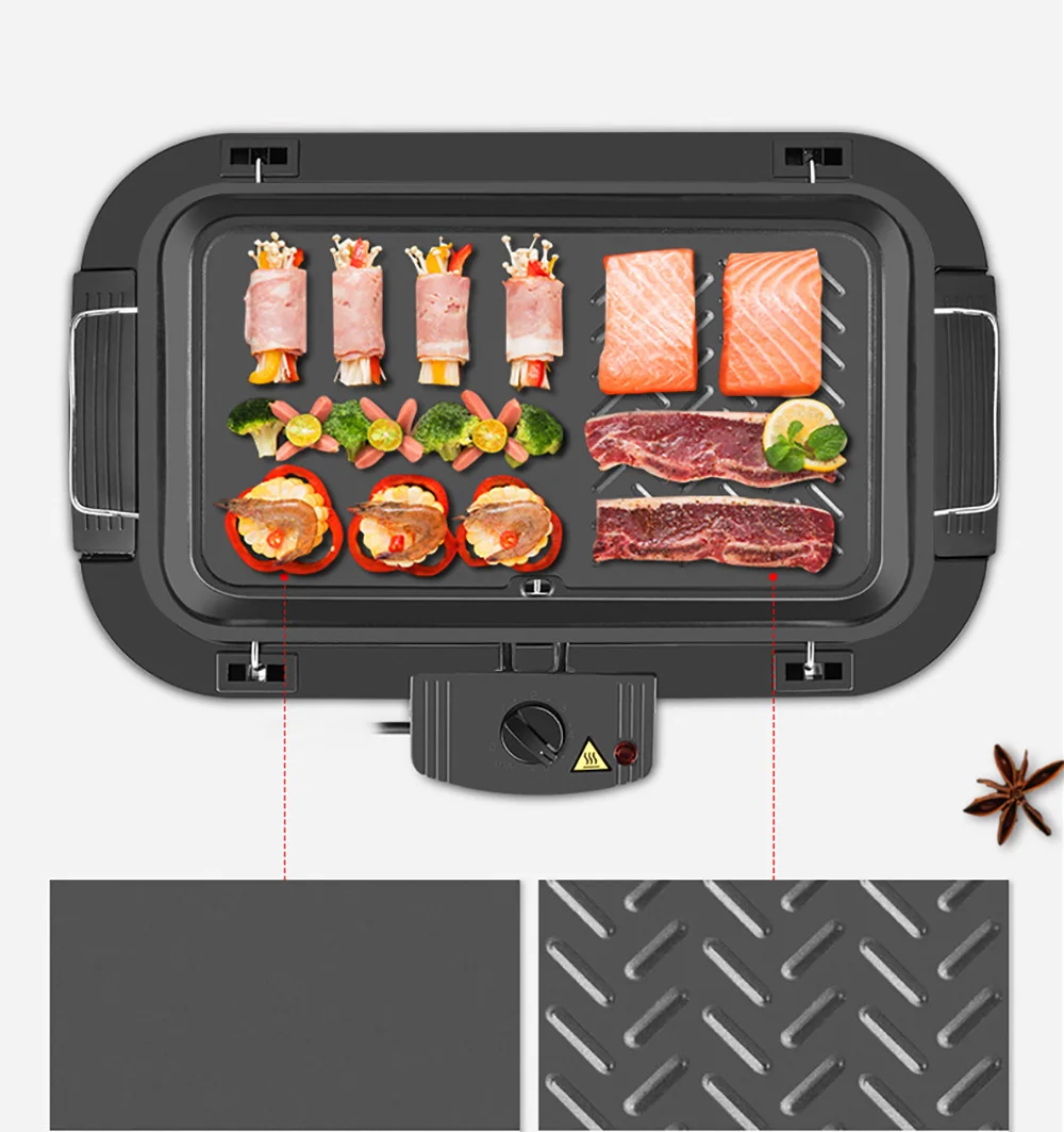 1-6 personnes Grill électrique portable sans fumée pour 6 personnes, barbecue, four à griller ...