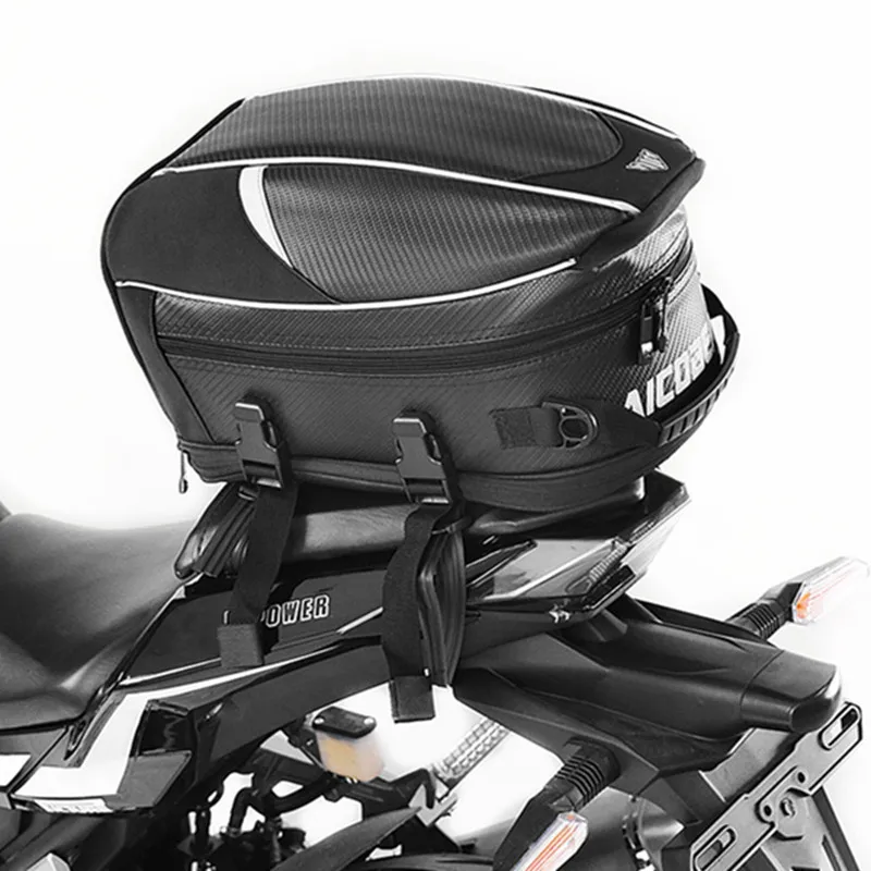 Durable-PU-Leather-Motorcycle-Rear-Bag-With-Rain-Cover-Reflective ...