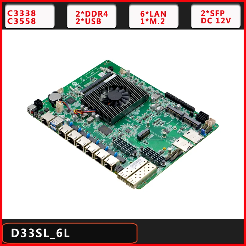 Denverton Atom C3338/C3558 Multi 6 RJ45 Firewall Motherboard With 2 ...