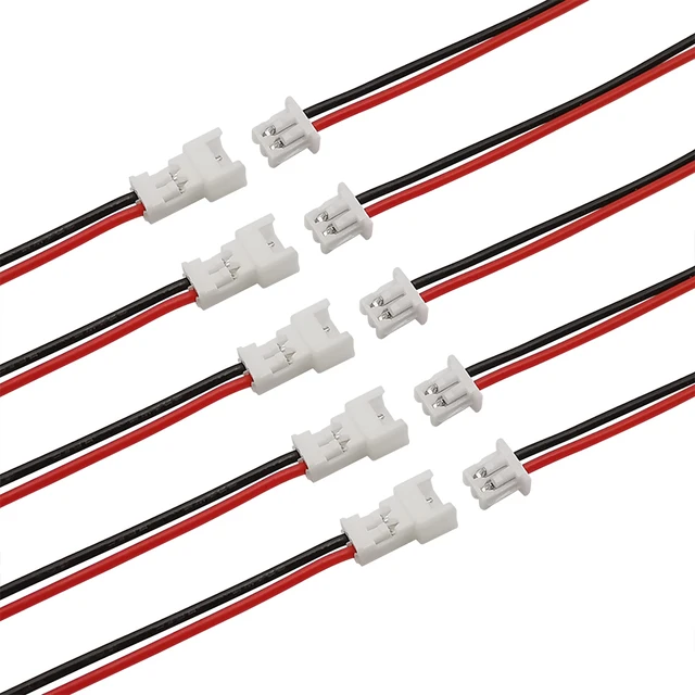 Connecteur femelle avec câble métallique, connecteurs Micro JST 2 broches, JST 5/10 PH 1.25 XH 2 ...