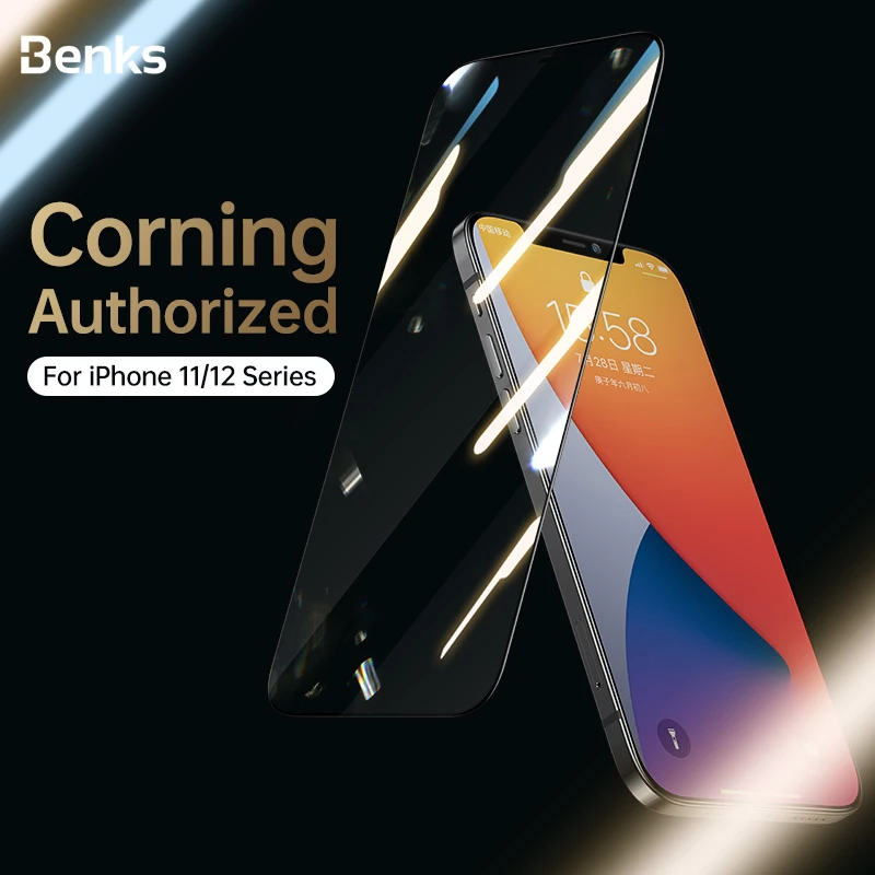Benks 코닝 강화 유리 화면 보호 필름, 아이폰 13, 12, 11, 프로 맥스, iP 12 미니용, 3D 곡선 엣지, 전체 ...