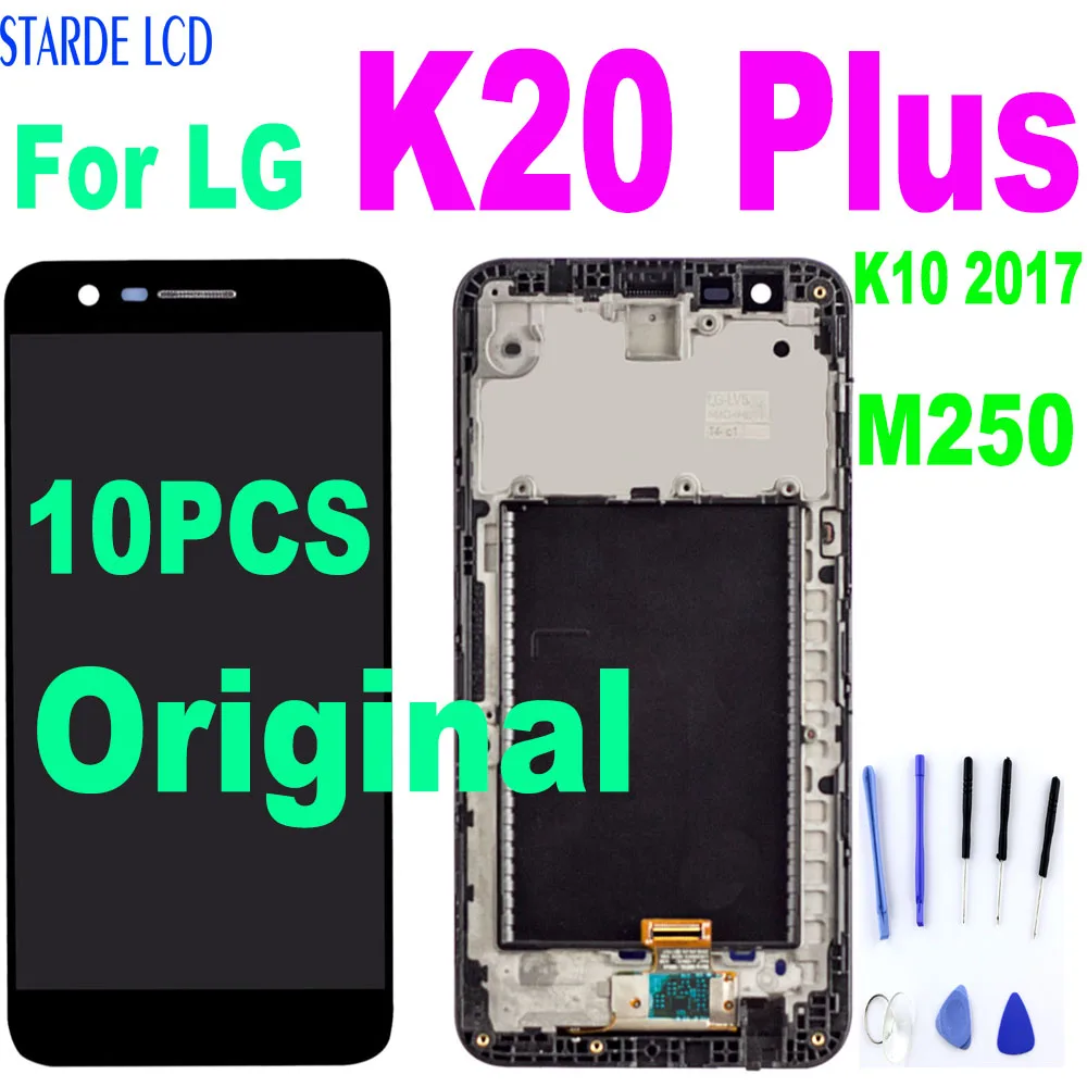 LG K10 2017 M250 M250N M250E 용 오리지널 10PCS LCD 디스플레이, 터치 스크린 디지타이저 어셈블리 ...
