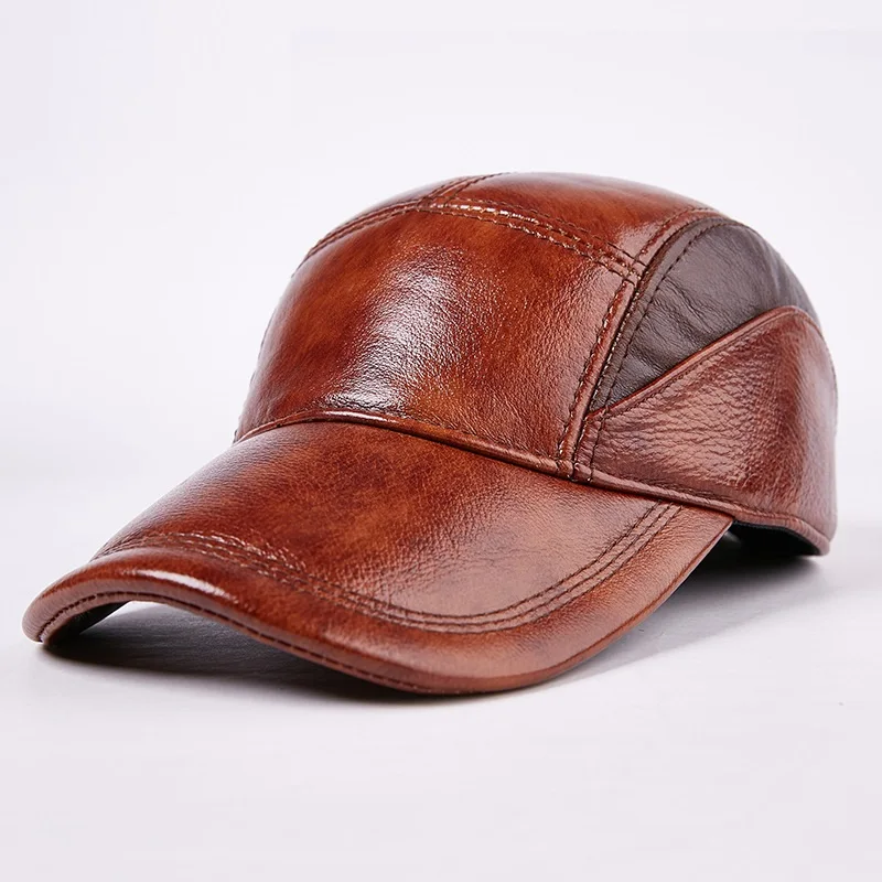 Jamont Fashion Men Leather Baseball Cap | Genuine Leather Baseball Caps ...