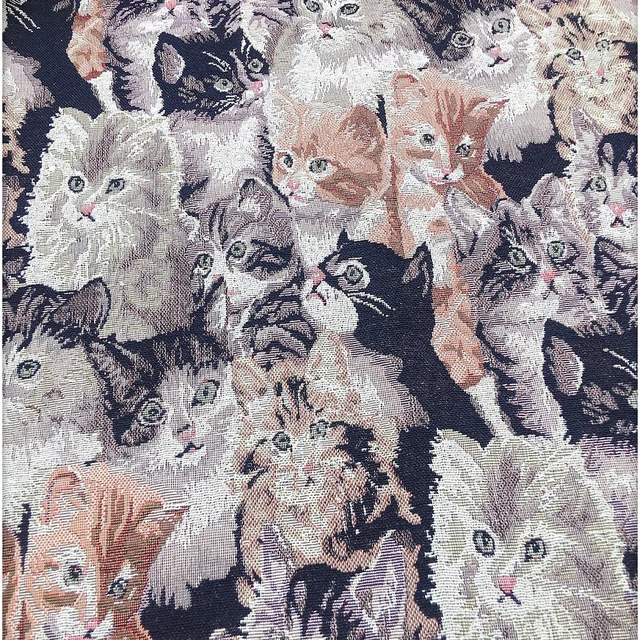 Vintage Cat Print Fabric