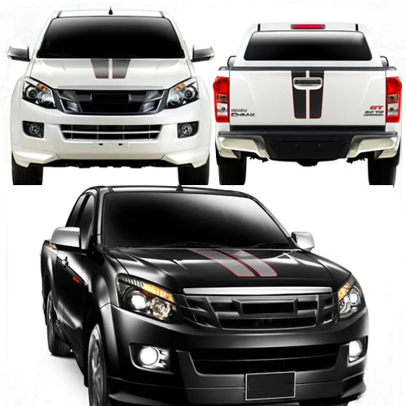 Car Vinyl Decal Hood and Tail Colors Stripe Stickers Kits for ISUZU D ...