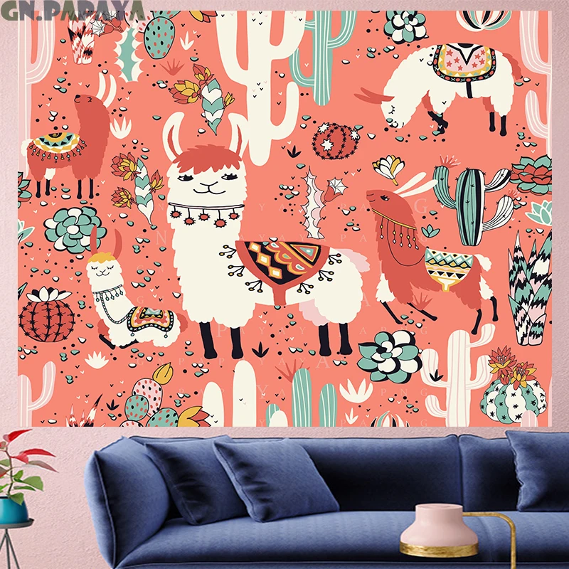 Трава грязи гобелен с изображением коня милые тропические растения Goblen детская комната мода