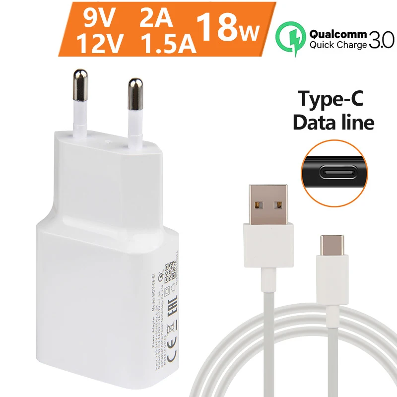 Original 18w Fast Charger Qc 3.0 Charge Adapter Usb C For Xiaomi Redmi ...