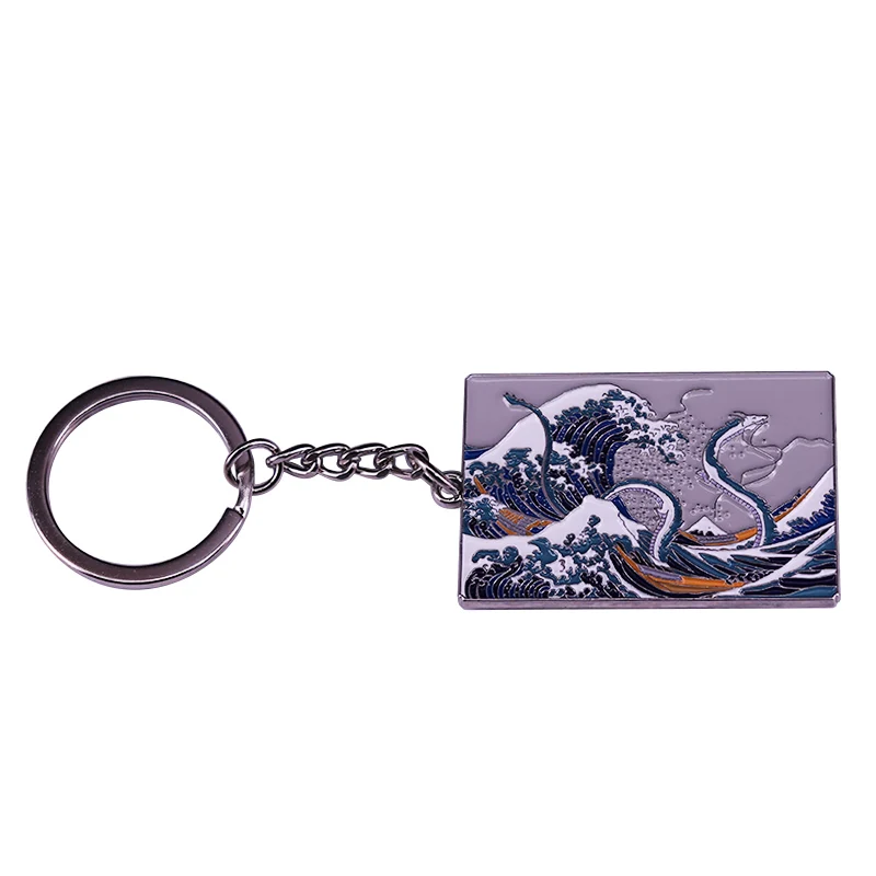 The Great Wave of Kanagawa Keychain Metal Keyring Hokusai Japanese Art ...
