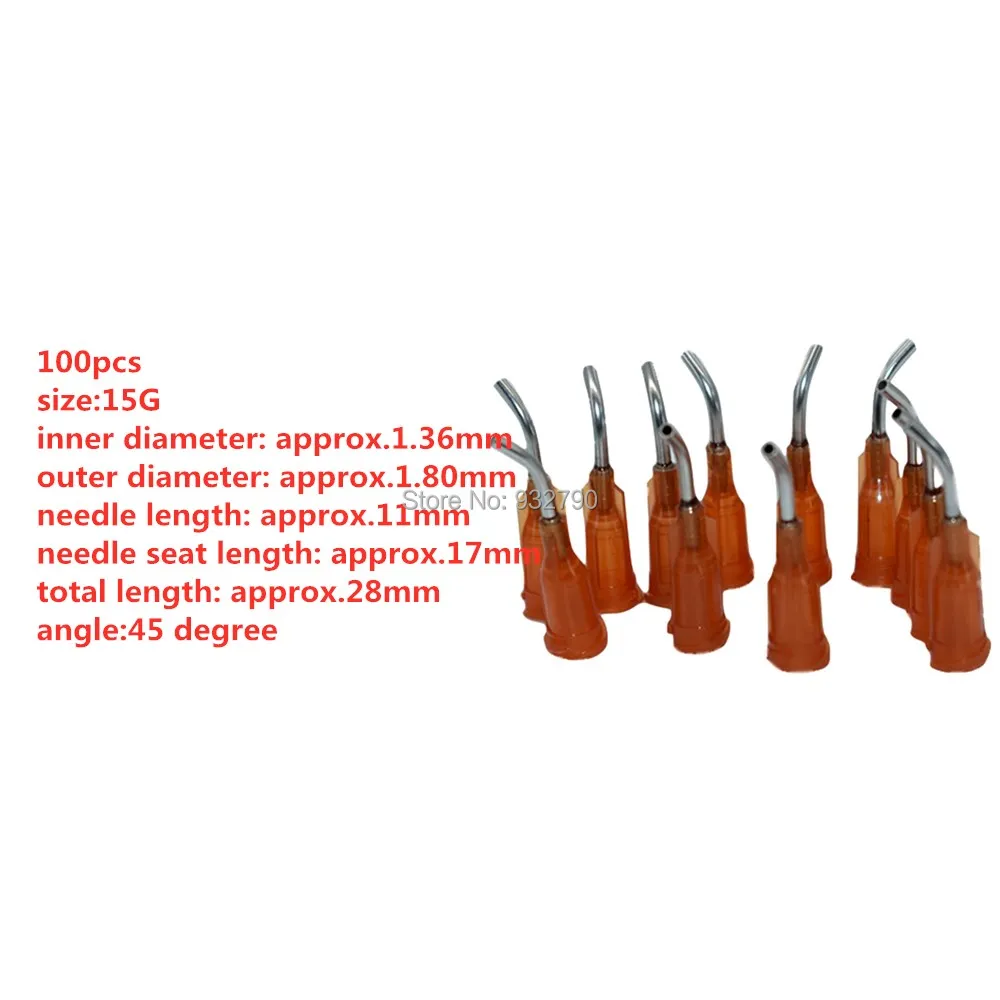 100pcs 15G 45 Degree Dispensing Needles Syringe Needle Tips Epoxy Resin ...