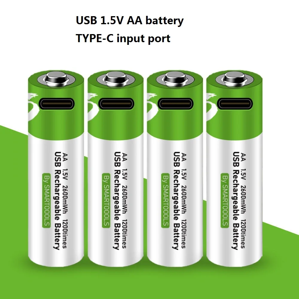2600mwh 1.5V AA Rechargeable Battery USB Rechargeable Lithium Polymer ...