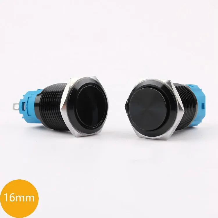 16mm Metal Button Switch Oxidized Black Flat/high Head Self-locking ...