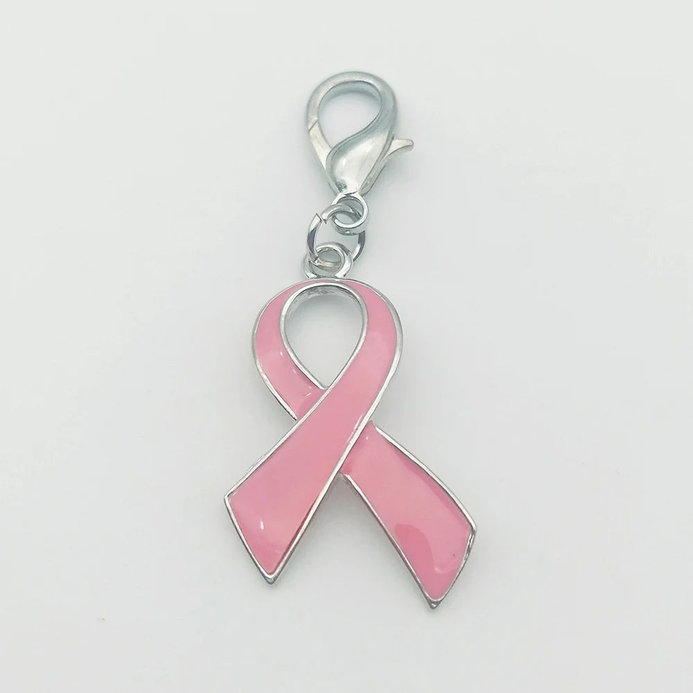 Metal Alloy Breast Cancer Warning Key Chains Red Pink Ribbon Key ring ...