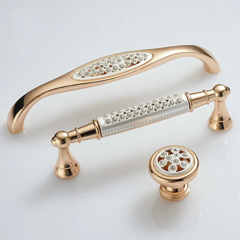 Champagne-Gold-Door-Handles-With-Diamond-Luxury-Zinc-Alloy-Cabinet ...