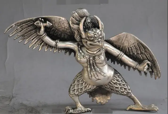 Tibet Tantra Buddhism Temple Silver Fly Bird Winged Garuda God Buddha ...