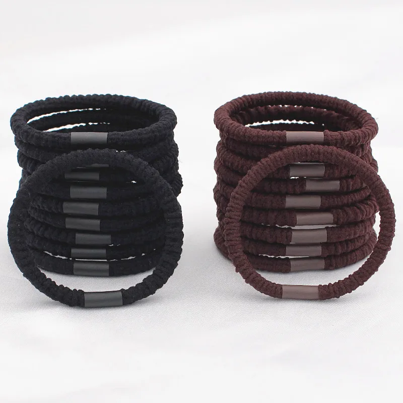 10Pcs-Thick-Basic-Elastic-Hair-Band-Solid-Black-Brown-Rubber-Band ...