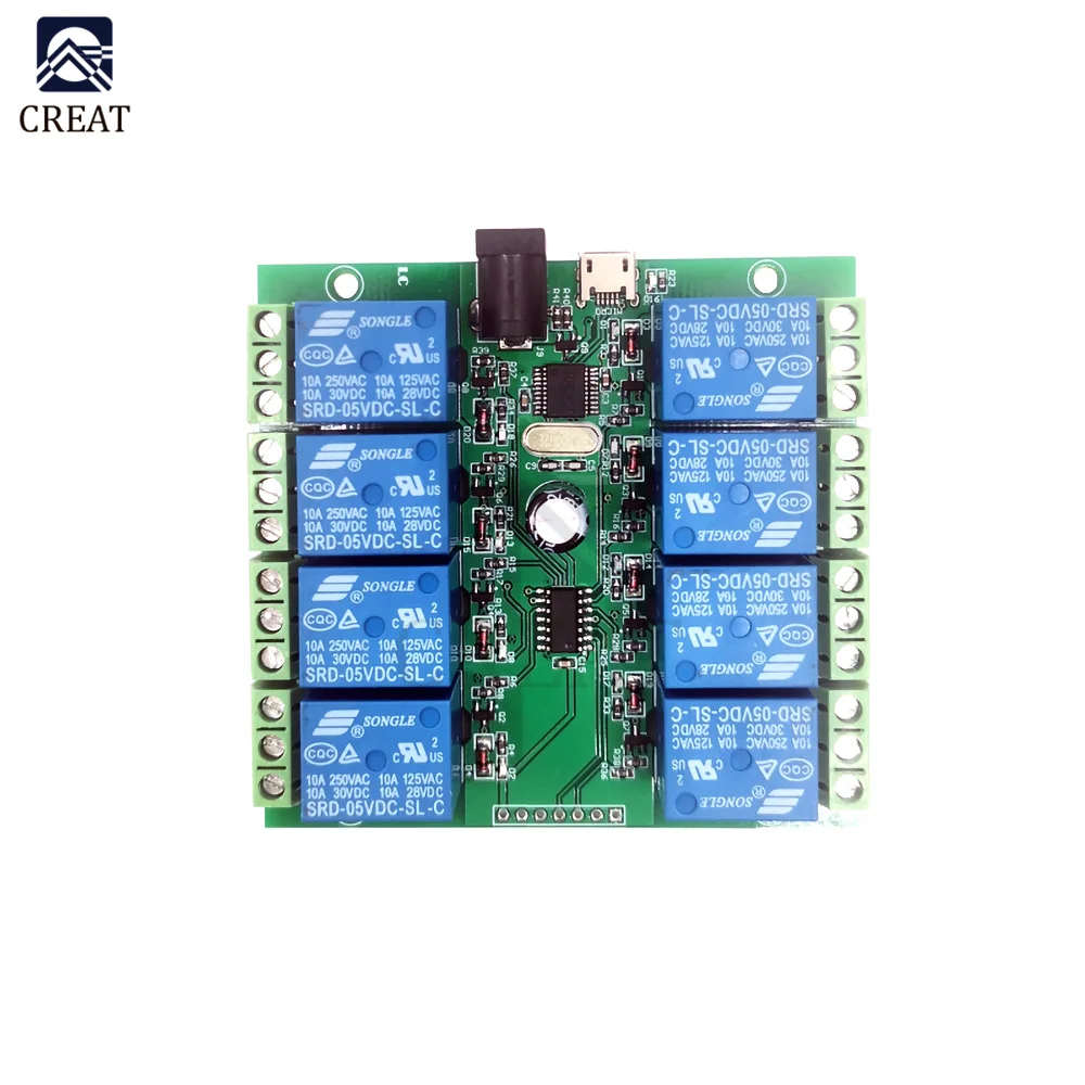 Relay Module Eight way USB Relay Module Intelligent Control Switch ...