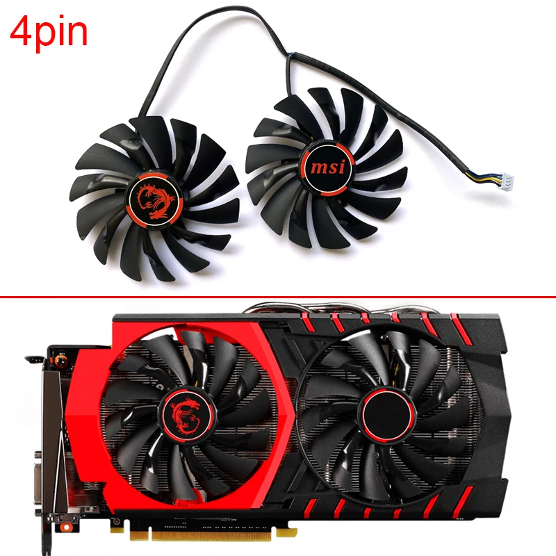 New 95mm Pld10010s12hh 4pin Gtx980 Gpu Fan For Msi Radeon R9 380 Armor ...
