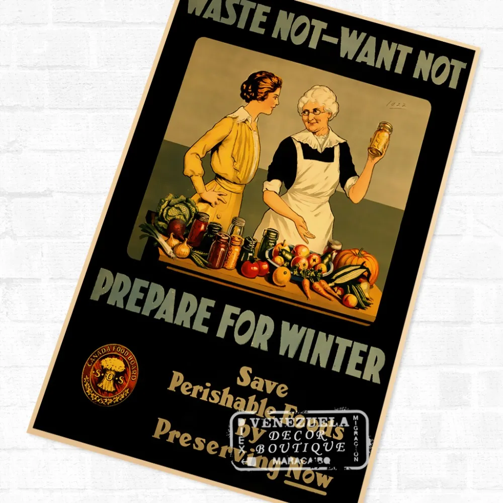 Waste Not, Want Not WWI WW1 Propaganda Poster Vintage Retro Canvas ...