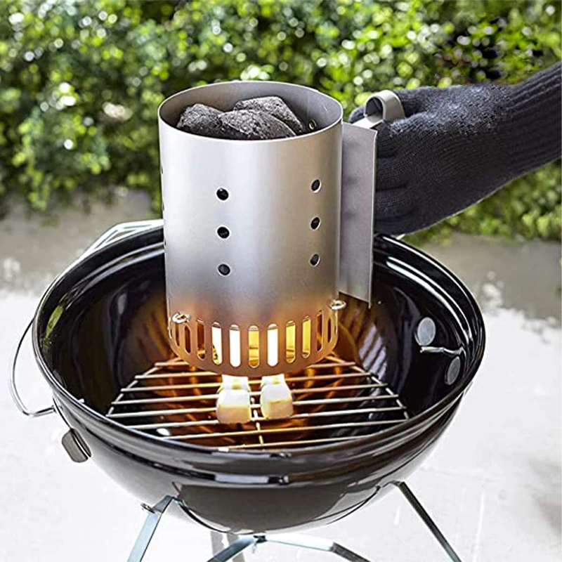 Encendedor de chimenea de carbón para barbacoa, encendedor de parrilla ...