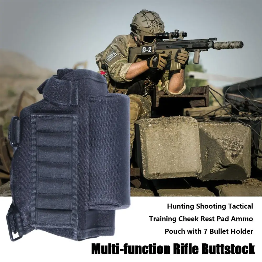 Portable Adjustable Tactical Butt Stock Rifle Cheek Rest Pouch Bullet ...