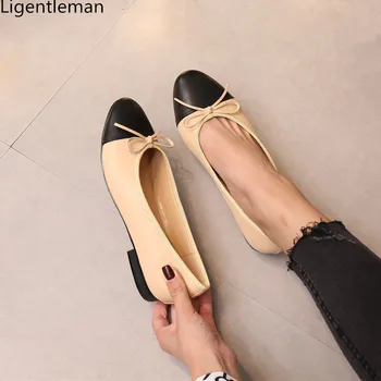 Shoes Ballet Flats Shoes For Woman Pumps 2024 Trend Leather Ballet Flat Women Two Color Classic ...
