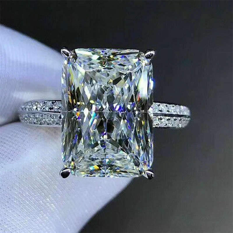 Huitan Gorgeous White Big Square Stone Women Wedding Band Jewelry ...