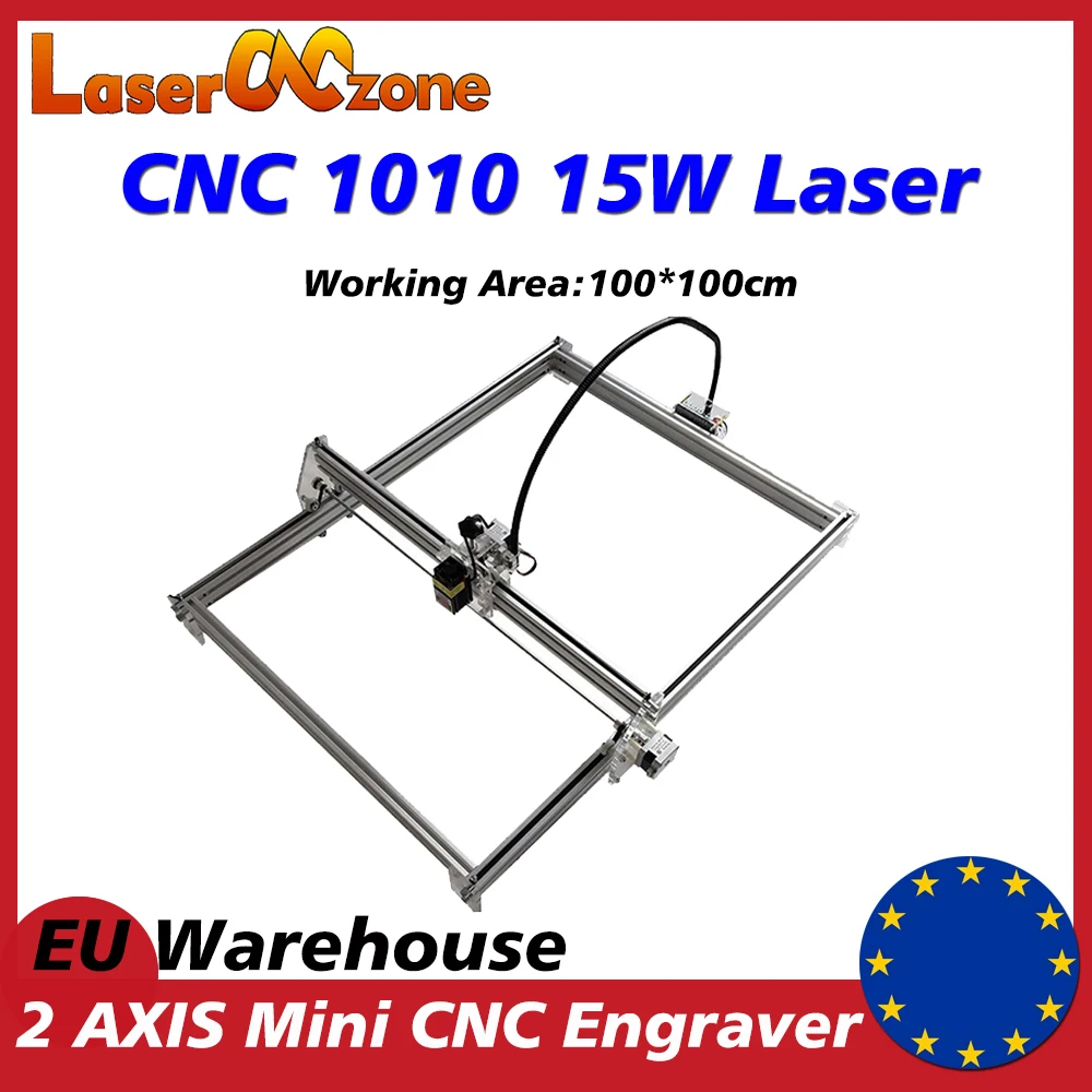 CNC 1010 15W lazer gravür oyma makinesi GRBL kontrolü DIY Mini CNC makinesi 2 eksen Pcb ahşap ...