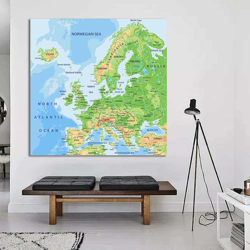 150-150cm-The-Europe-Terrain-Map-Non-woven-Canvas-Painting-Large-Wall ...