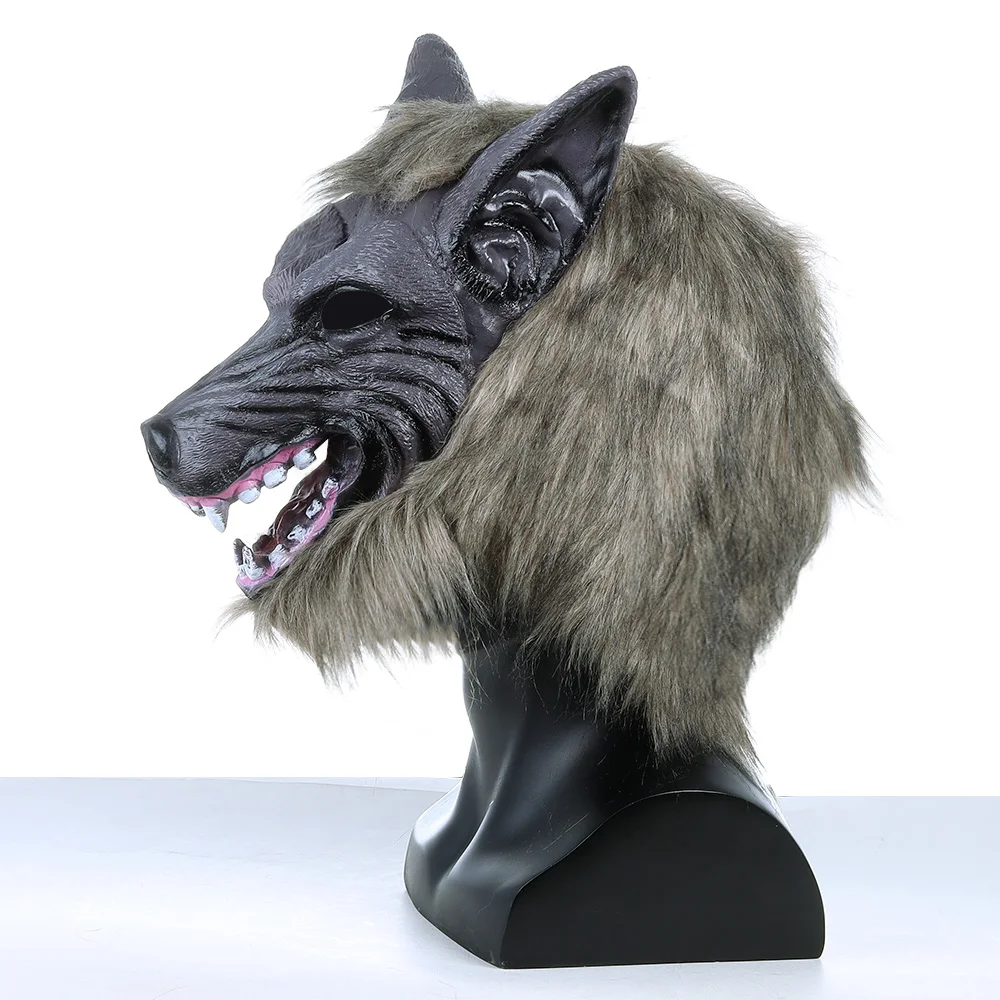 Animal Wolf Latex Mask Fierce And Realistic Wolves With Brown Hair Full ...