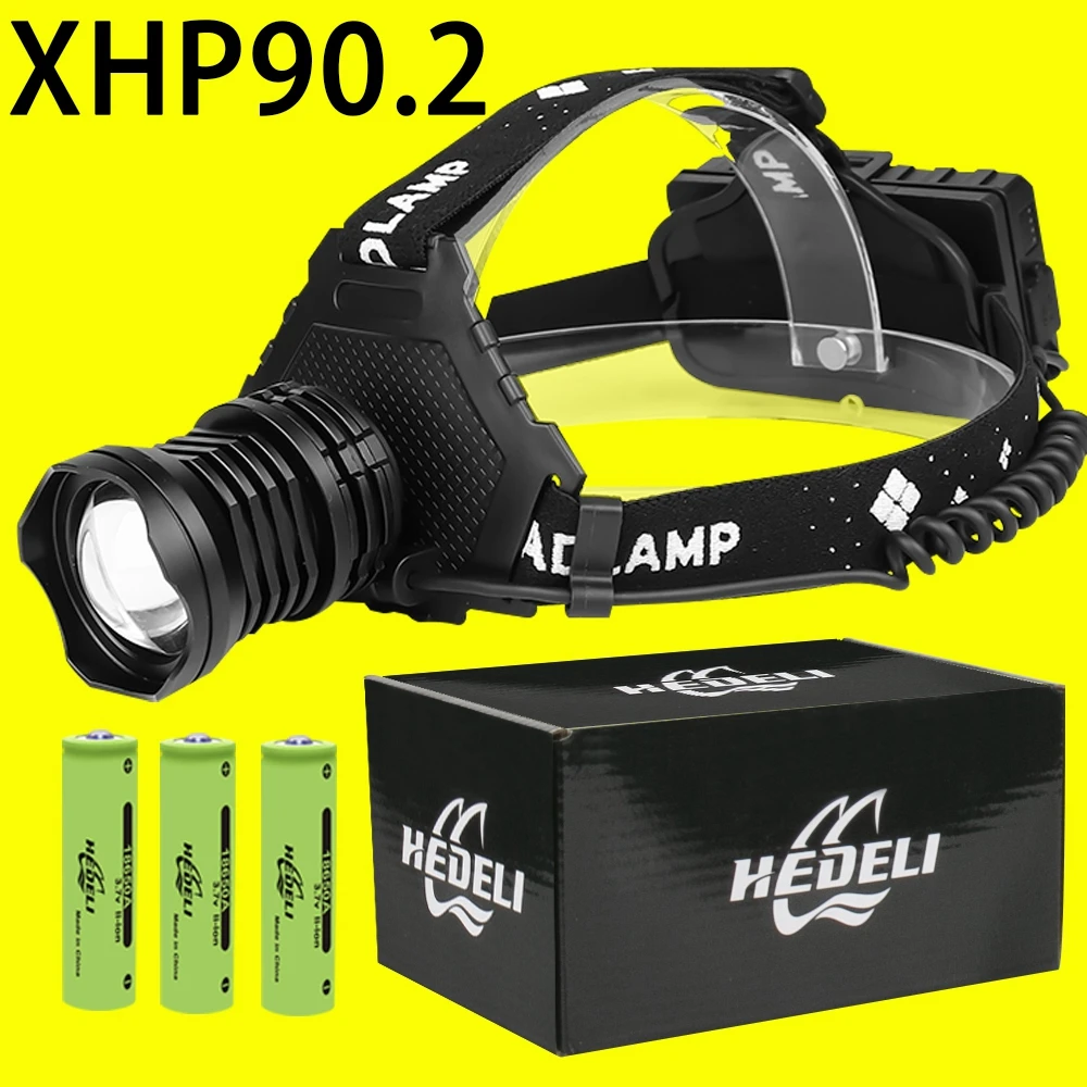 3000 lm xhp90.2 led 헤드 램프 xhp90 헤드 램프 하이 파워 헤드 라이트 토치 usb 3*18650 충전식 ...