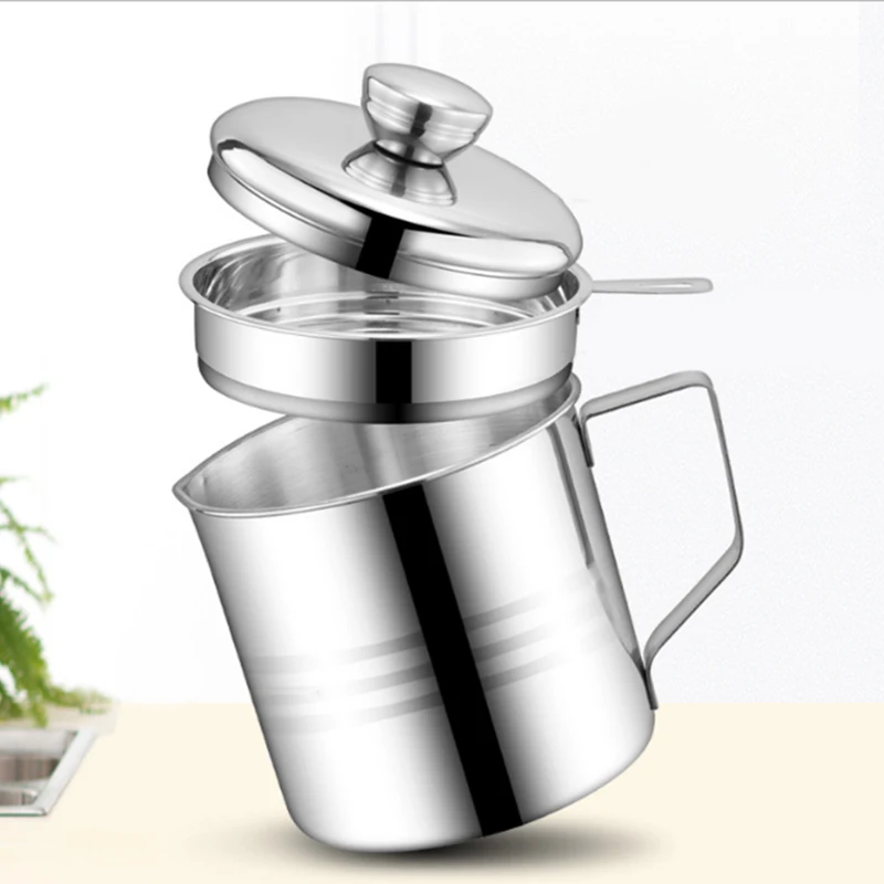 1.3LKitchen Cooking Tool Oil Filter Storage Can Grease Strainer Pot Oil ...