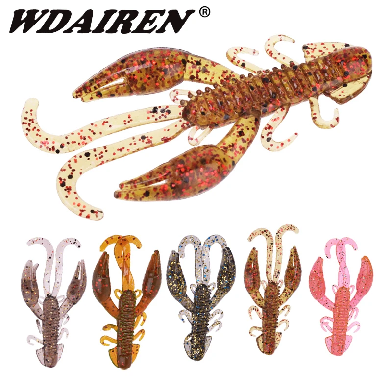 5pcs Worm Jig Wobblers Craws Shrimp Soft Bait 50mm 2g Fishy Smell With ...