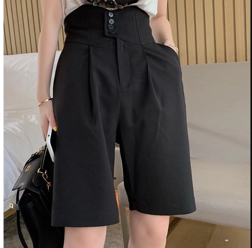 Shorts Femme Taille haute Jambes larges Lâche Droit Décontracté ...
